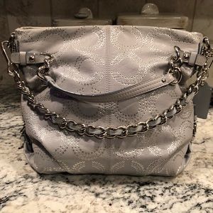Coach | Bags | Coach Bag Light Grey Leather And Silver | Poshmark